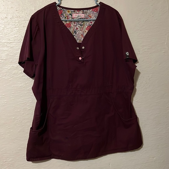 koi | Tops | Womens Maroon Scrub Top | Poshmark